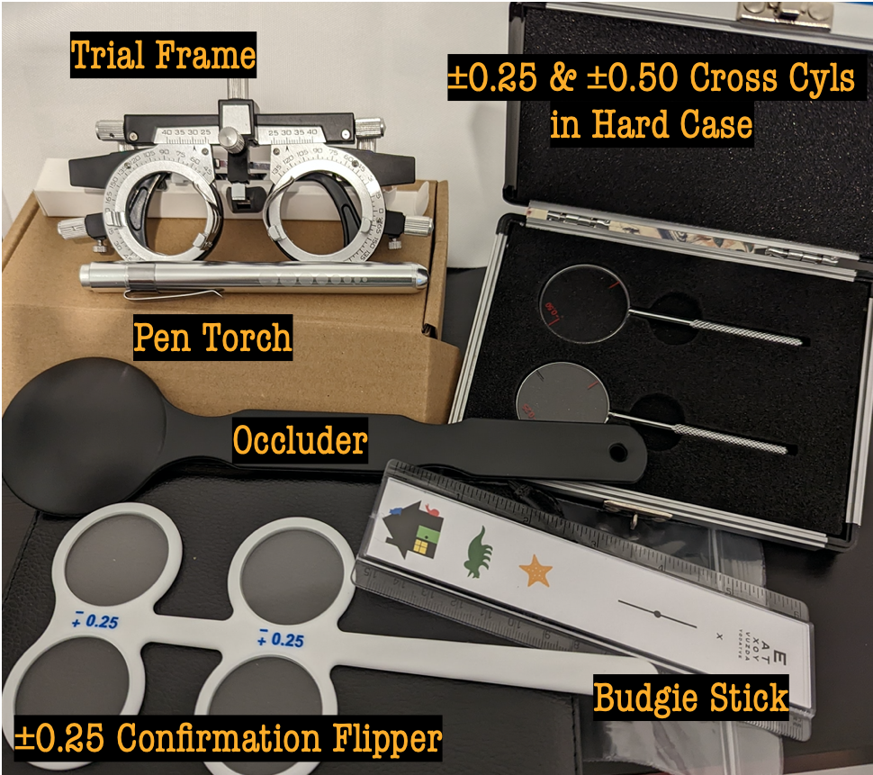 Big Value Set - Trial Frame, Occluder, Flippers, Cross Cyls, Pen Torch ...